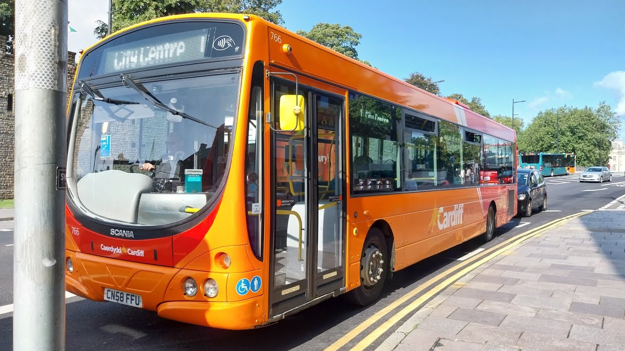 *KICKDOWN* Cardiff Bus Scania K230UB Wright Solar On Route 11 (764 ...