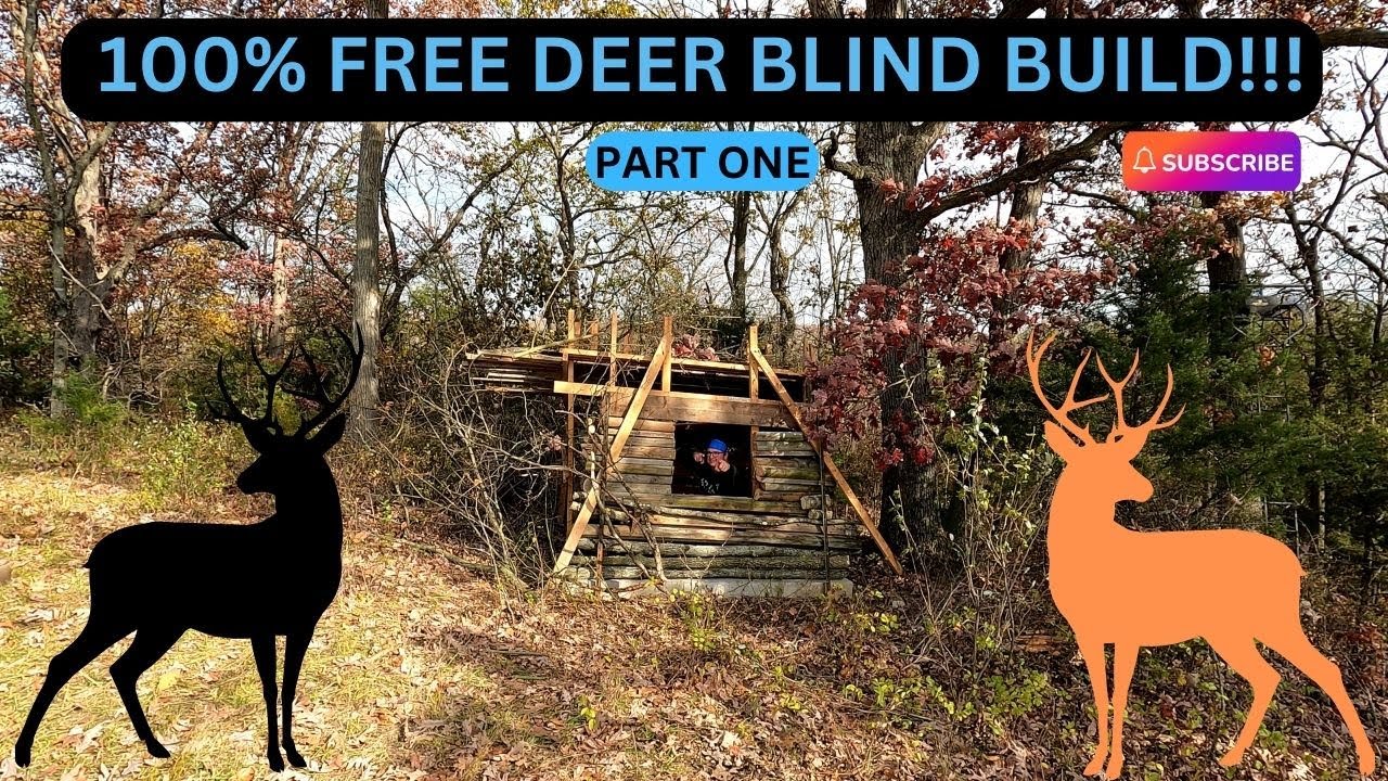 Totally free DIY deer blind! Bushcraft DIY deer blind log cabin! Part 1 ...