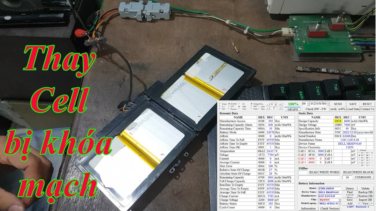 Reset chạy phần mềm mở dòng pin DELL-G5M10 cho bác khách tự thay CELL ...