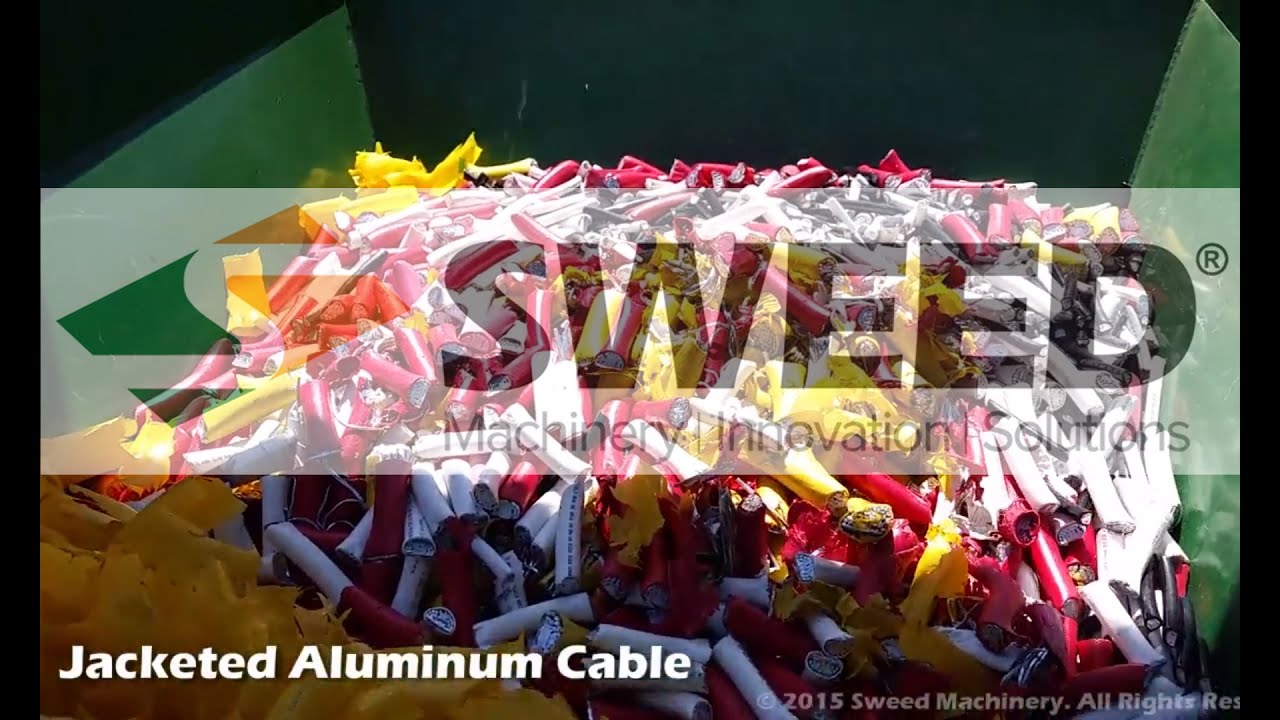 Sweed wire chopping line processing jacketed aluminum cable - YouTube