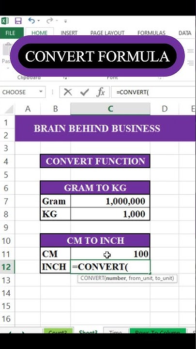 How To Use The Convert Formula In Excel | Gram to KG with convert function - YouTube