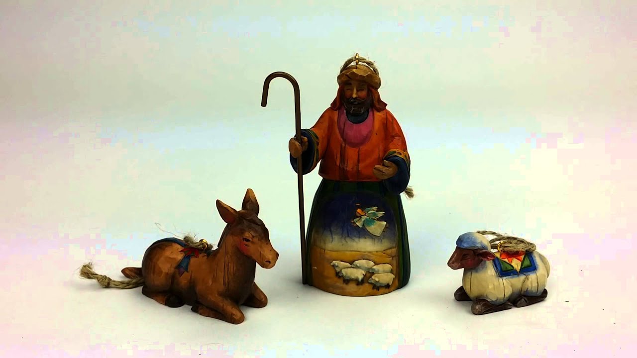 Jim Shore Hanging Christmas Ornaments - Shepherd, Donkey & Sheep - YouTube