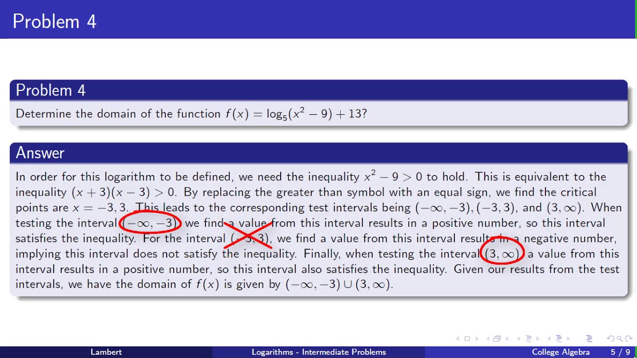 College Algebra: Logarithms - Intermediate Problems - YouTube