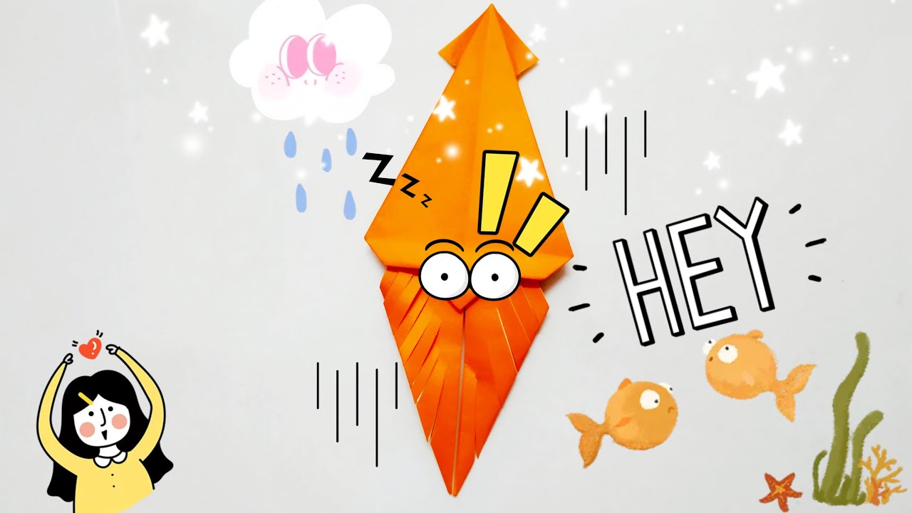 DIY Paper Origami - How to make cuttlefish origami easy 🦑 - YouTube