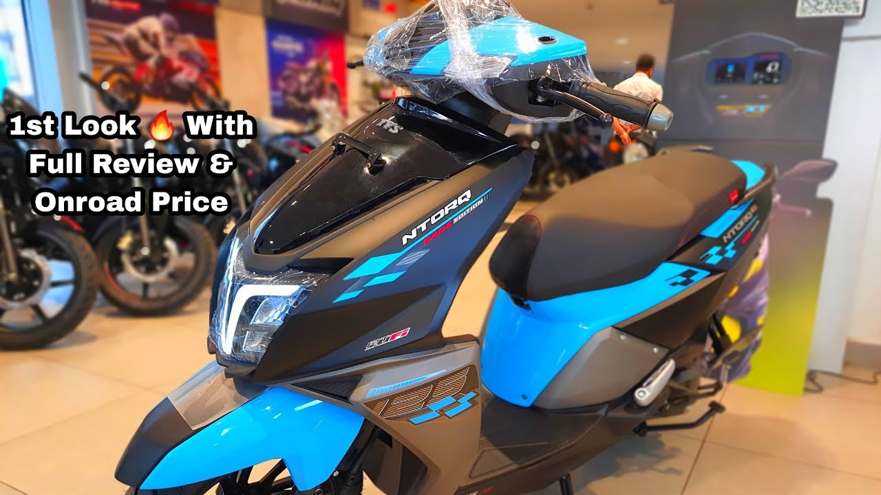 2023 TVS NTORQ 🔥 Marine Blue Colour RACE Edition Full Walkaround Review ...