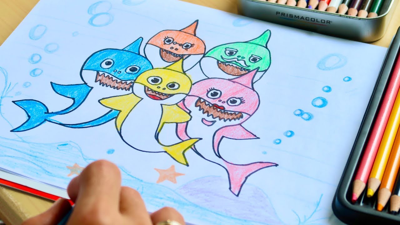 How to Draw the Baby Shark Family by Daddy! - YouTube