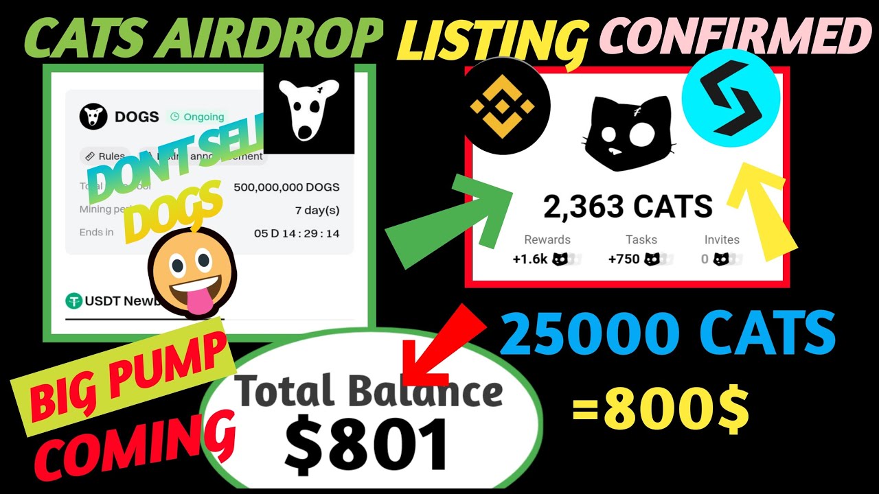 DOGS AIRDROP TOKEN - DOGS SELL NOW | CATS BIG AIRDROP LISTING CONFIRMED ...