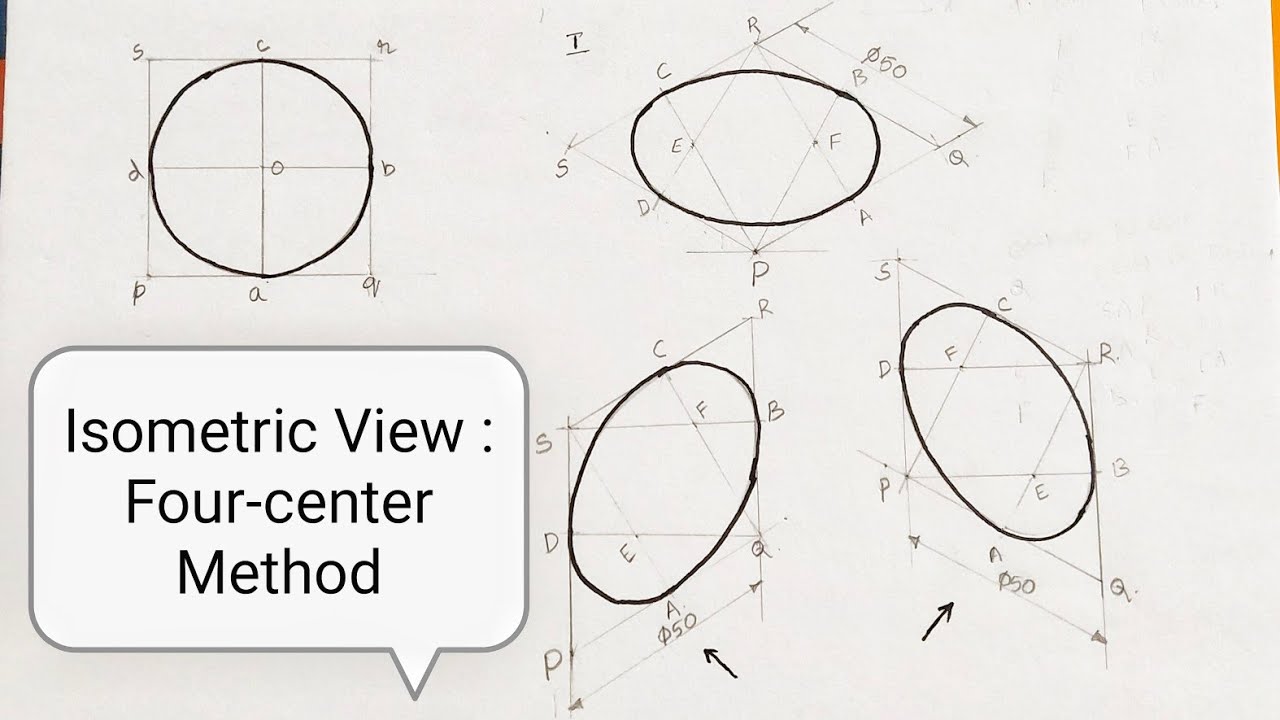 Isometric View Of a Circular Plane:Four Center Method - YouTube