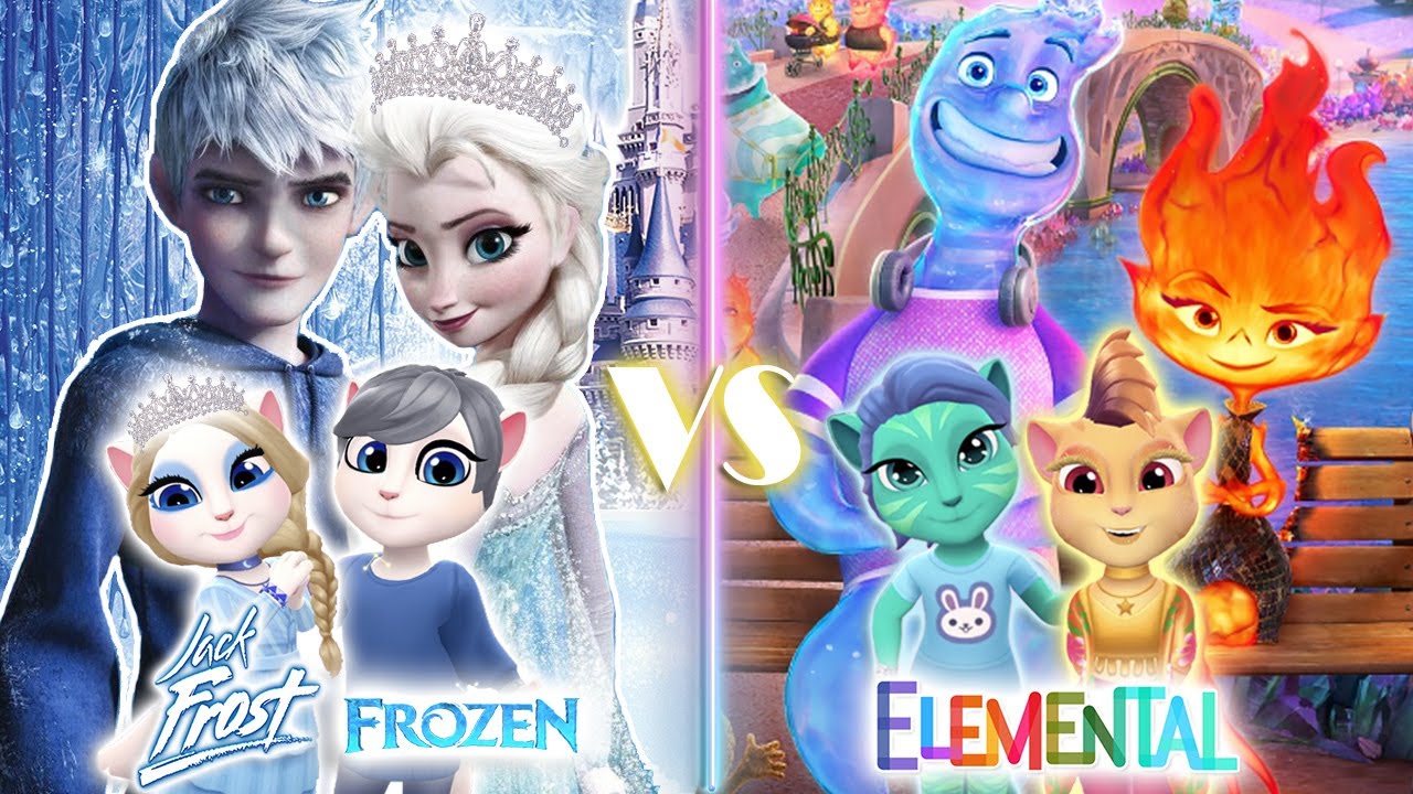 My talking Angela 2 || Ember🔥 and Wade💧-Elemental vS Elsa ️and Jack ...