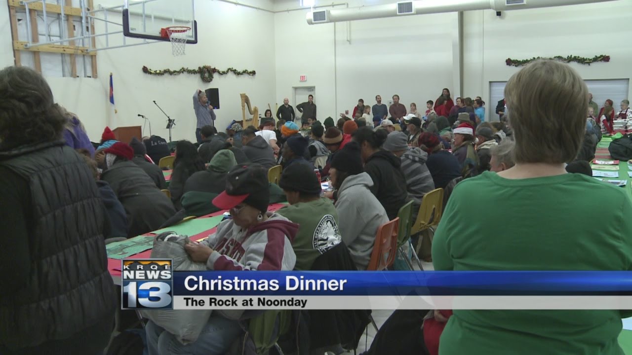 Hundreds enjoy annual Christmas dinner at The Rock at NoonDay - YouTube