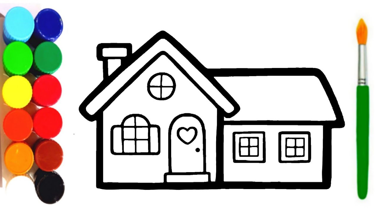 Doll house 🏡 drawing and Coloring | Doll house for kids 🧒 | How to draw ...