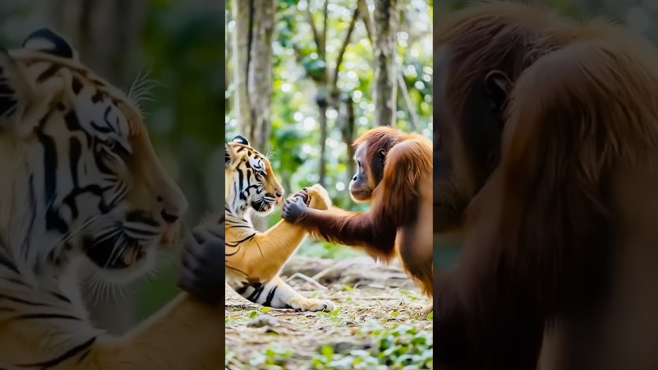 Monkey vs Tiger #ai #animals #shorts #tiger #monkey - YouTube