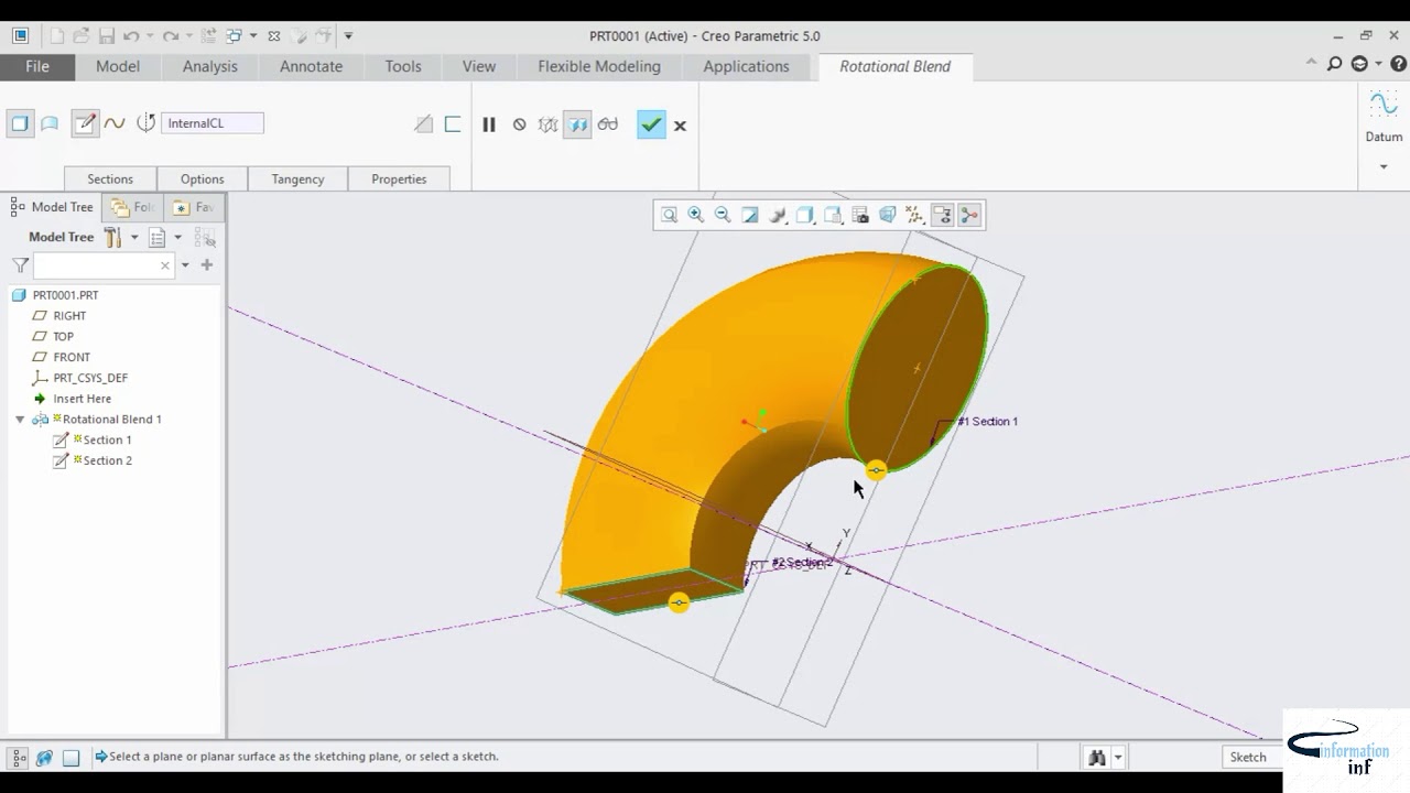 Rotational Blend In Creo Parametric - YouTube