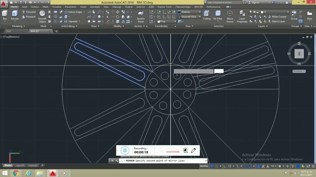 Como hacer un rin en autocad en 3D (4/6) - YouTube