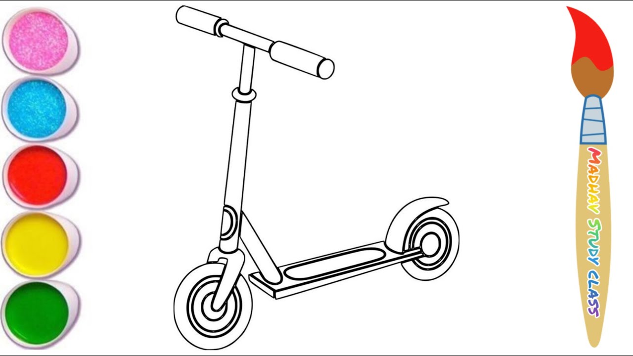 Baby Scooter Easy Drawing, Colouring & Painting for Kids, Toddlers ...