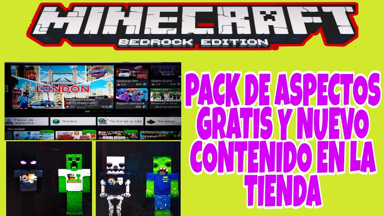 *GRATIS* NUEVO pack de ASPECTOS para MINECRAFT BEDROCK 10/3/2021 - YouTube