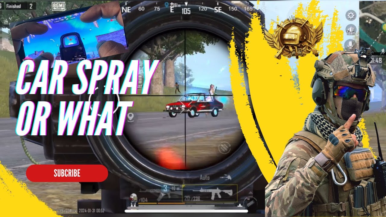 Bgmi best of car spray gameplay video ll bgmi new update best kill ...