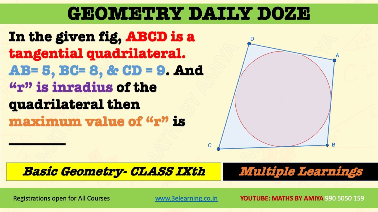 Maximum In-Radius in Tangential Quadrilateral Bi-Centric: Geometry for ...