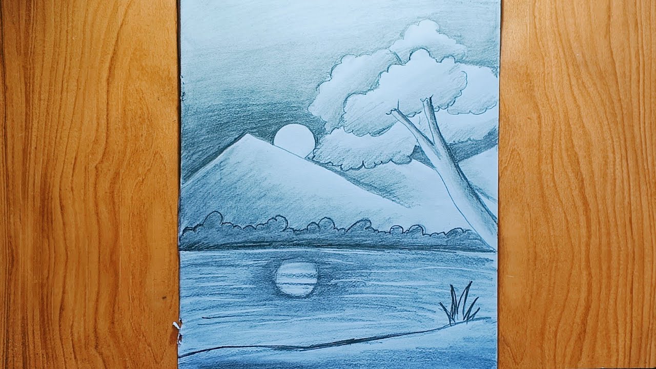 How to draw a scenary with pencil - YouTube