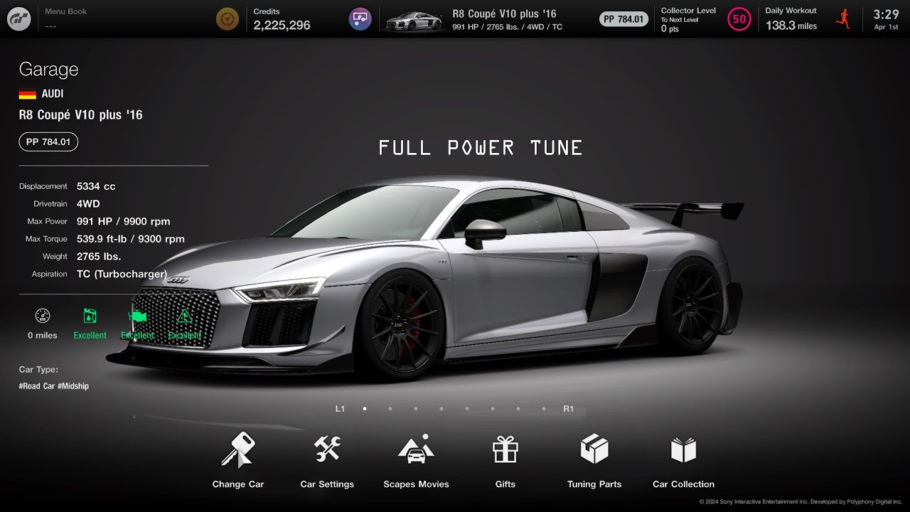 [Gran Turismo 7] Audi R8 coupe V10 plus'16 Full Power tune - YouTube