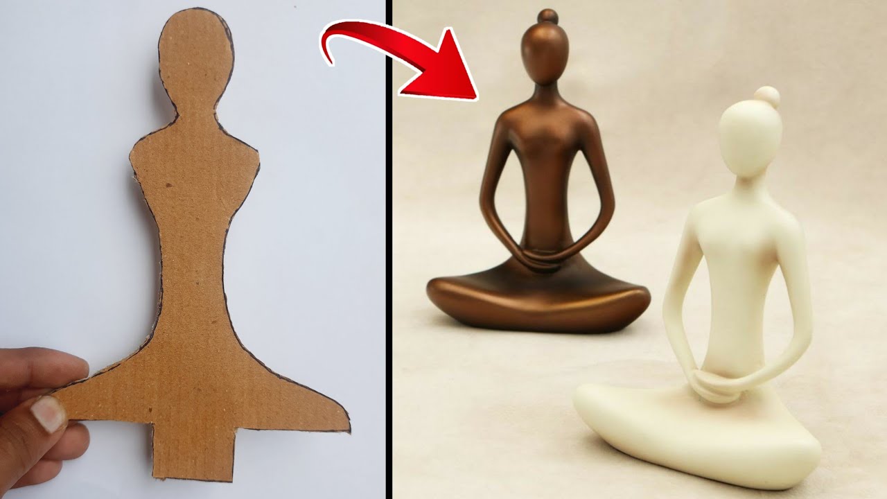 How to Make Buddha Statue Showpiece With Cement || Home Decor Buddha ...