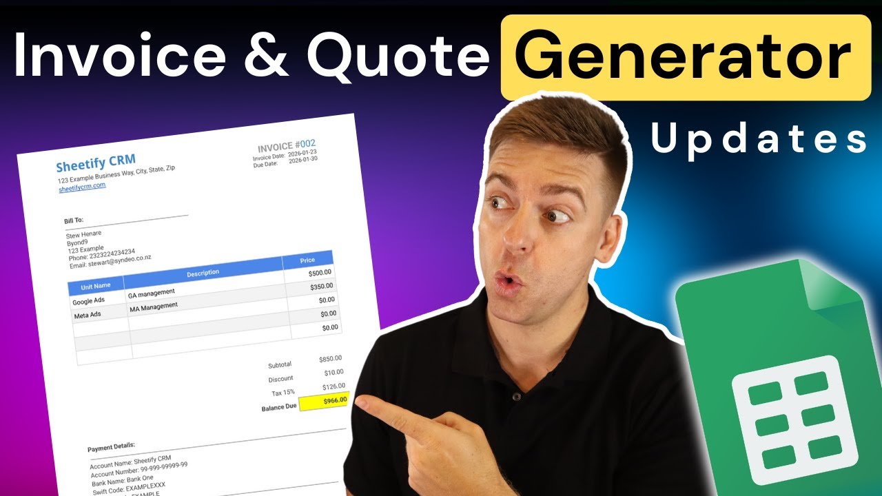 Google Sheets Invoice and Quote Generator (Generate, Send and Track ...