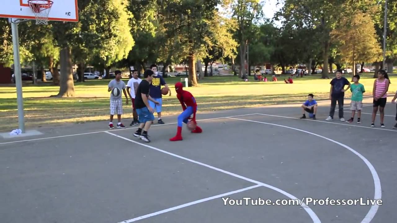 Marvel Comics Super Hero [Spiderman] plays hoops like a champ - YouTube