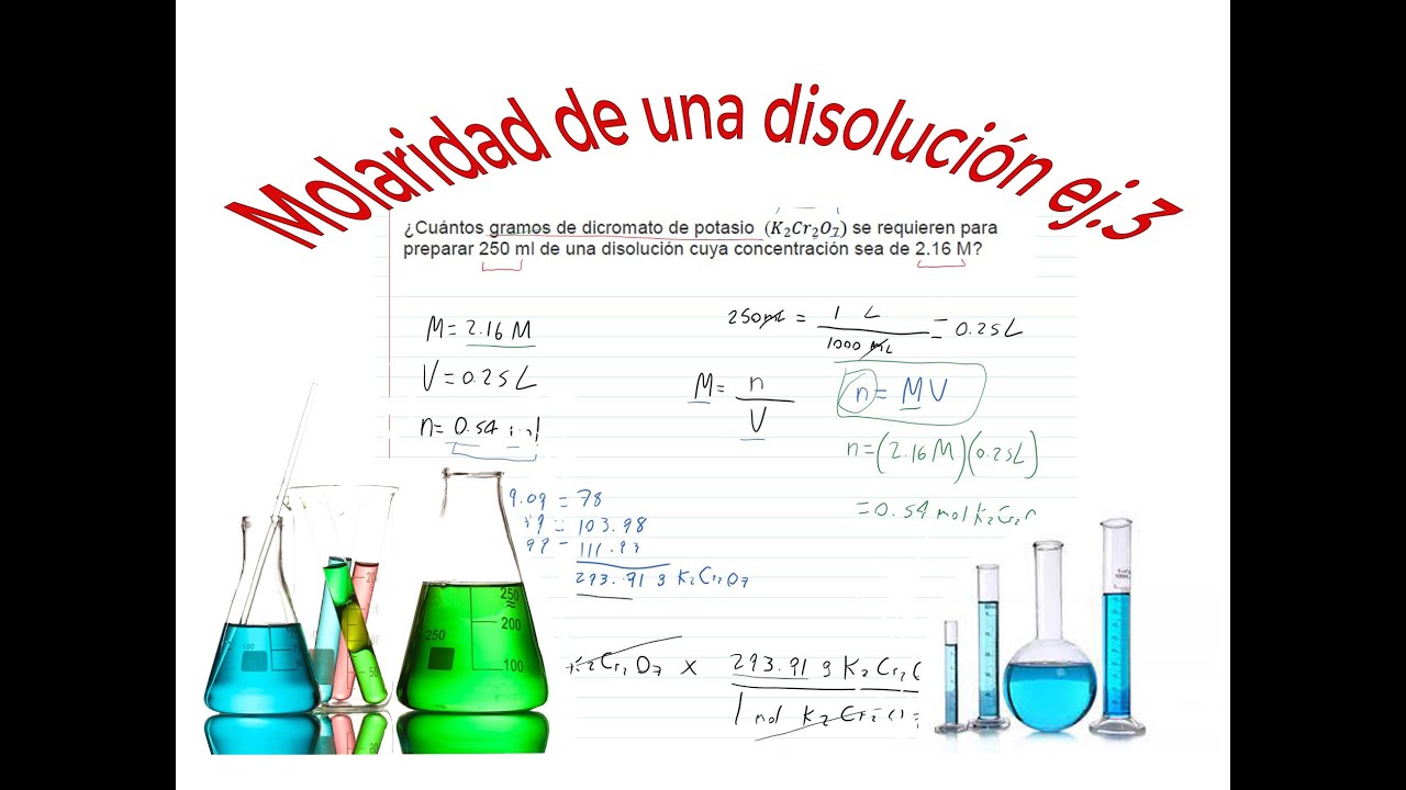 Calcular la molaridad de una disolución ej.3 - YouTube