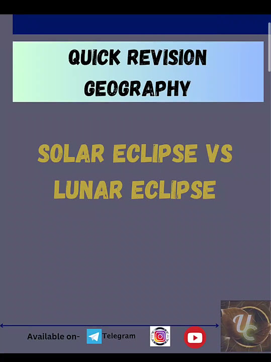 Solar Eclipse vs Lunar Eclipse | Quick Revision Geography | UPSC CSE preparation 2024 - YouTube