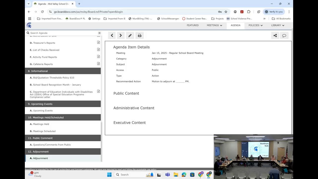 Mid Valley School District-January Regular Meeting - YouTube