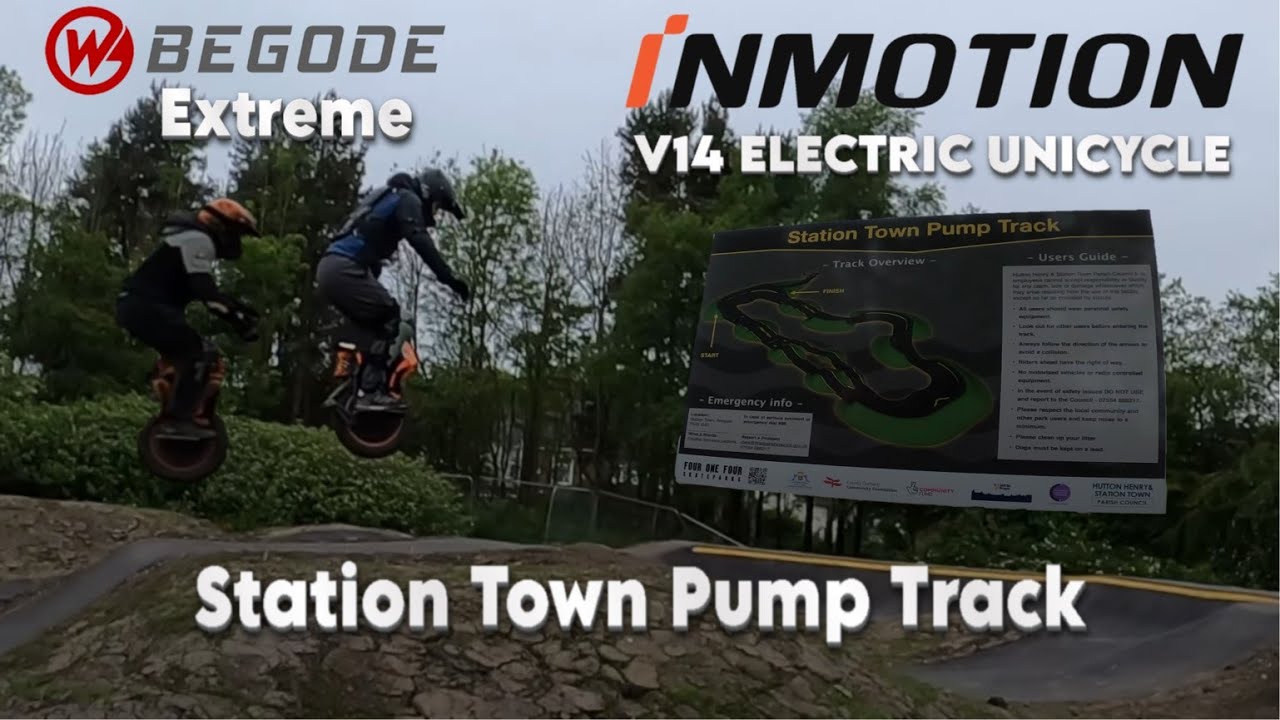 Inmotion V14 and Begode Extreme ! New Pump Track Station Town - YouTube