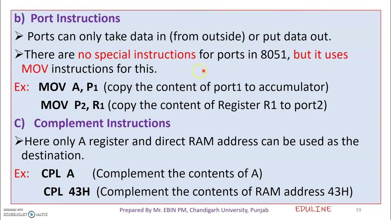 MODULE 5 - TOPIC 8 - 8051 INSTRUCTION SETS - YouTube
