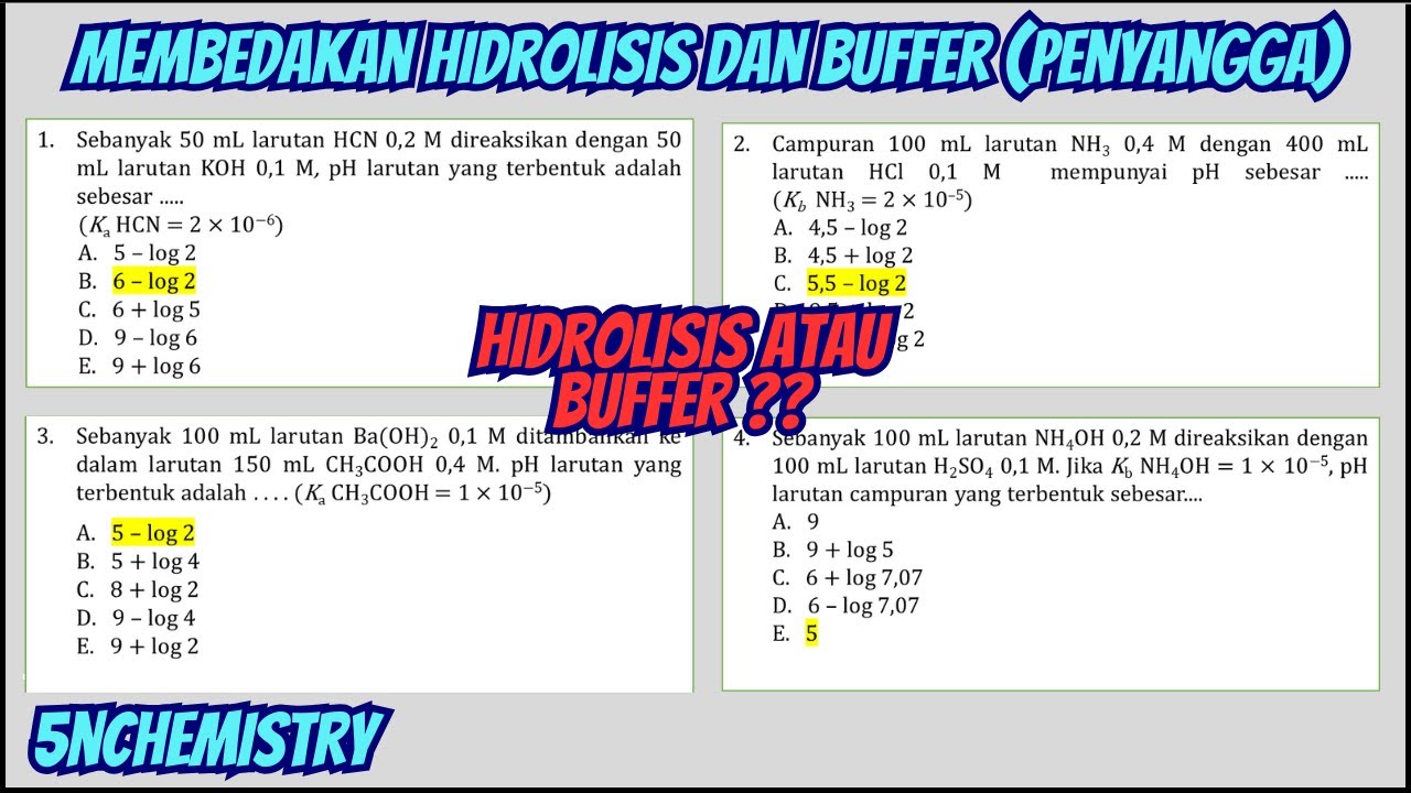 Cara Membedakan Soal HIDROLISIS dan BUFFER !! Kelas 11 - YouTube