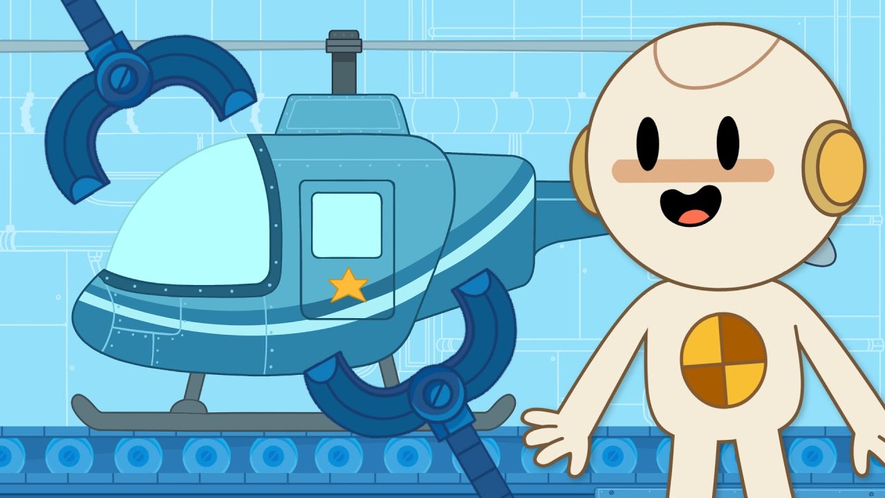 Helicopter | Finley's Factory Ep.3 | Vehicle Builder Cartoon for kids ...