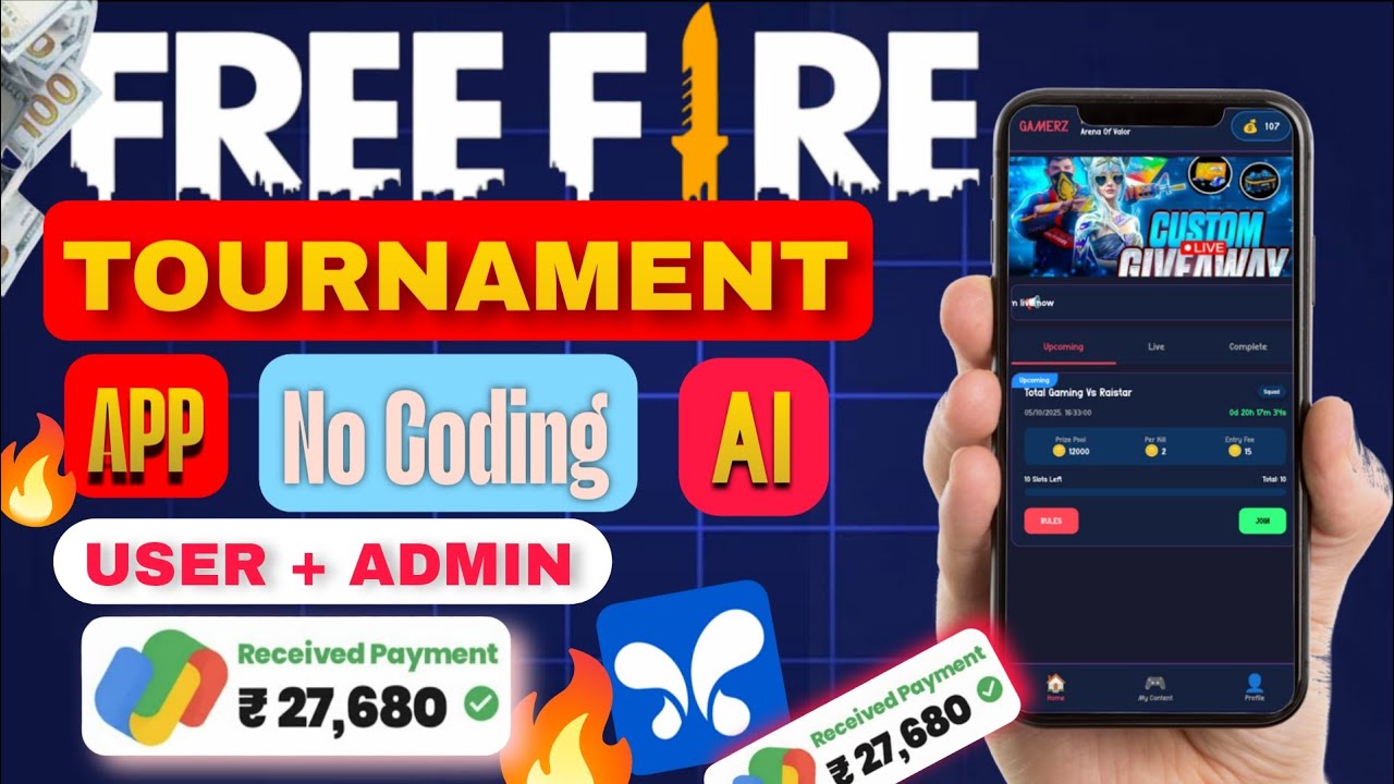 Create A Free Fire Tournament App on Mobile ,No Coding,No PC |🔥 AI MADE | Full Tutorial - YouTube