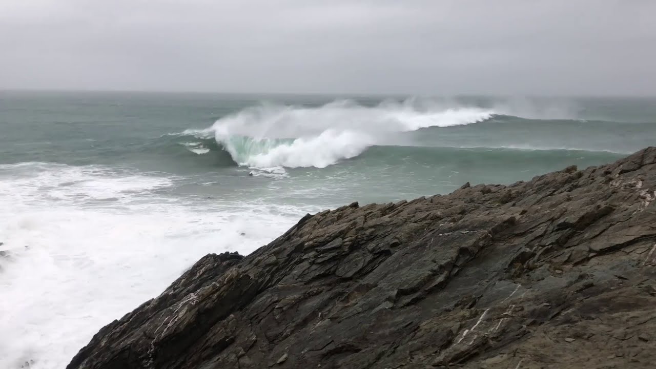 Storm waves at The Cribbar Reef, Newquay, Cornwall October 2018 - YouTube
