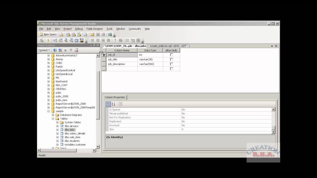 introduction to sql server 2008 - create indexes using SSMS - YouTube