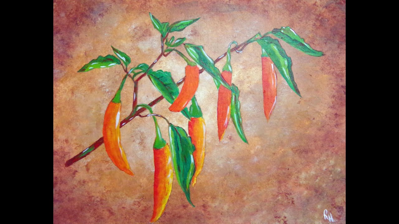 How to Paint Yellow Orange Chili Peppers Still Life Acrylic Painting ...