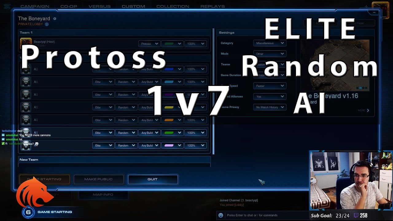 StarCraft 2: Protoss 1 vs 7 Random ELITE AI !!! - YouTube