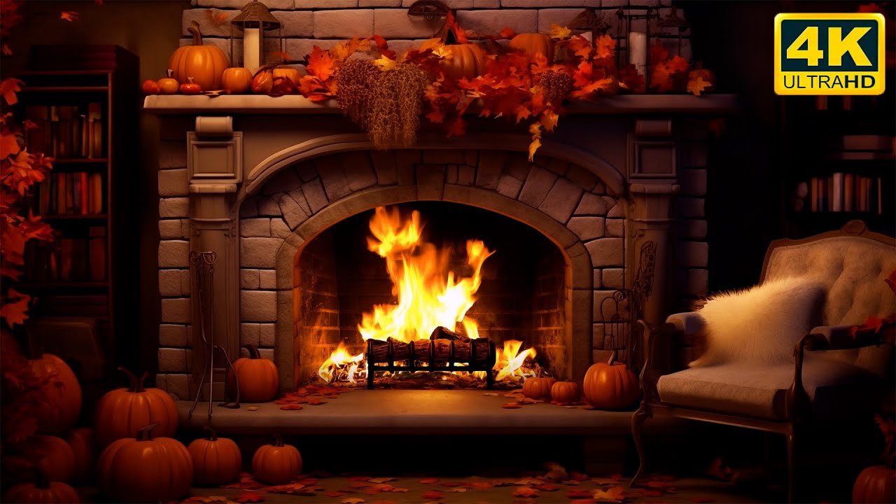 Cozy Autumn Ambience With Crackling Fireplace Sounds | Relaxing ...