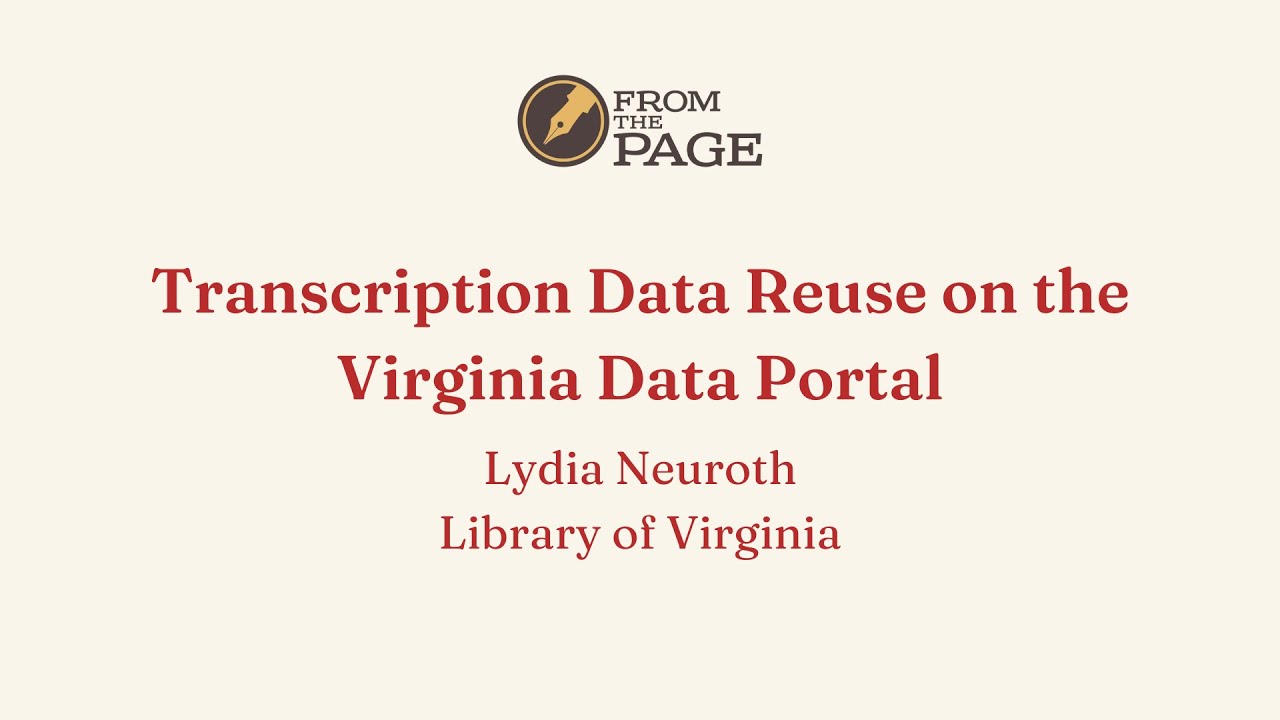 Transcription Data Reuse on the Virginia Data Portal - YouTube