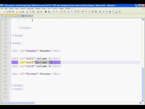 Lesson7 part1 3 column liquid layout intro to float - YouTube