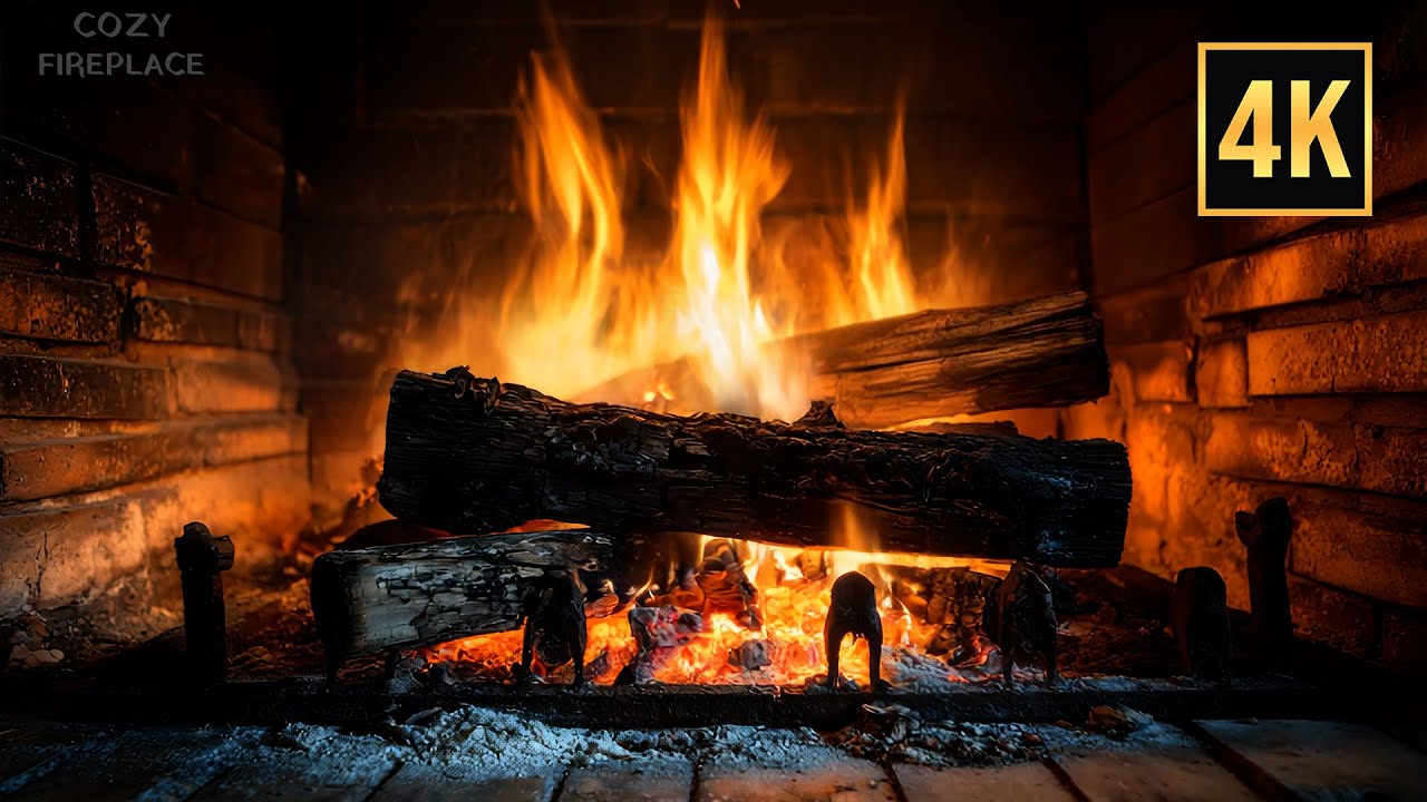 Cozy Fireplace 4K with Crackling Fire Sounds, Relaxing & Calming Music ...