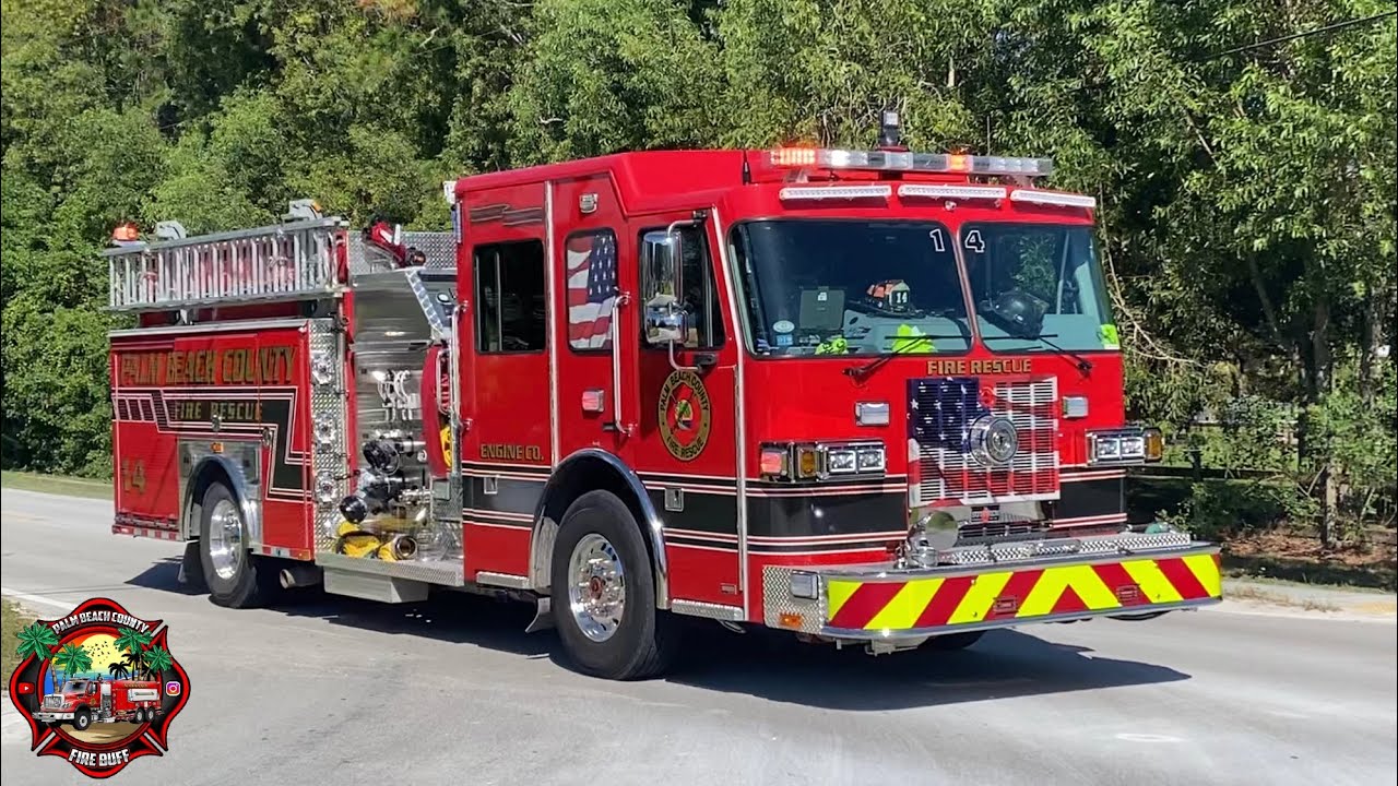 Palm Beach County Fire Rescue Engine 14, and Rescue 14 Responding ...