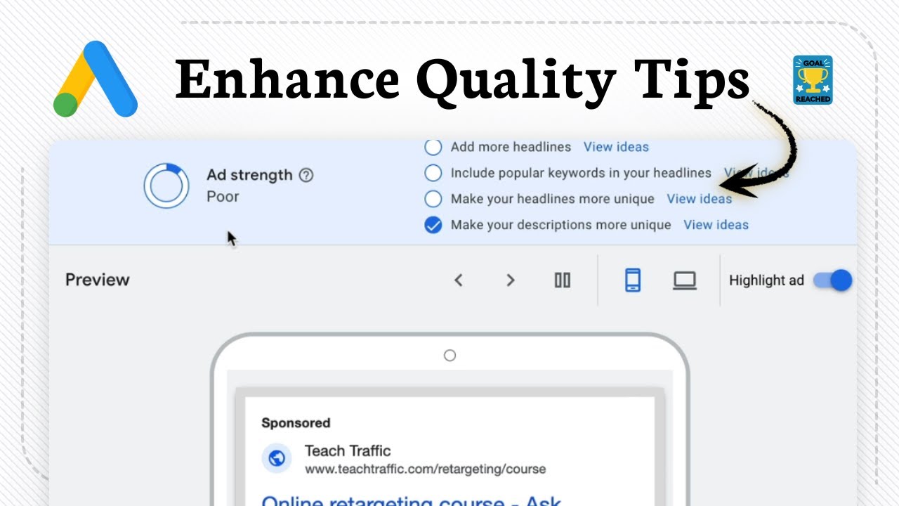 How to improve ad strength in Google Ads (Creative Optimization) - YouTube