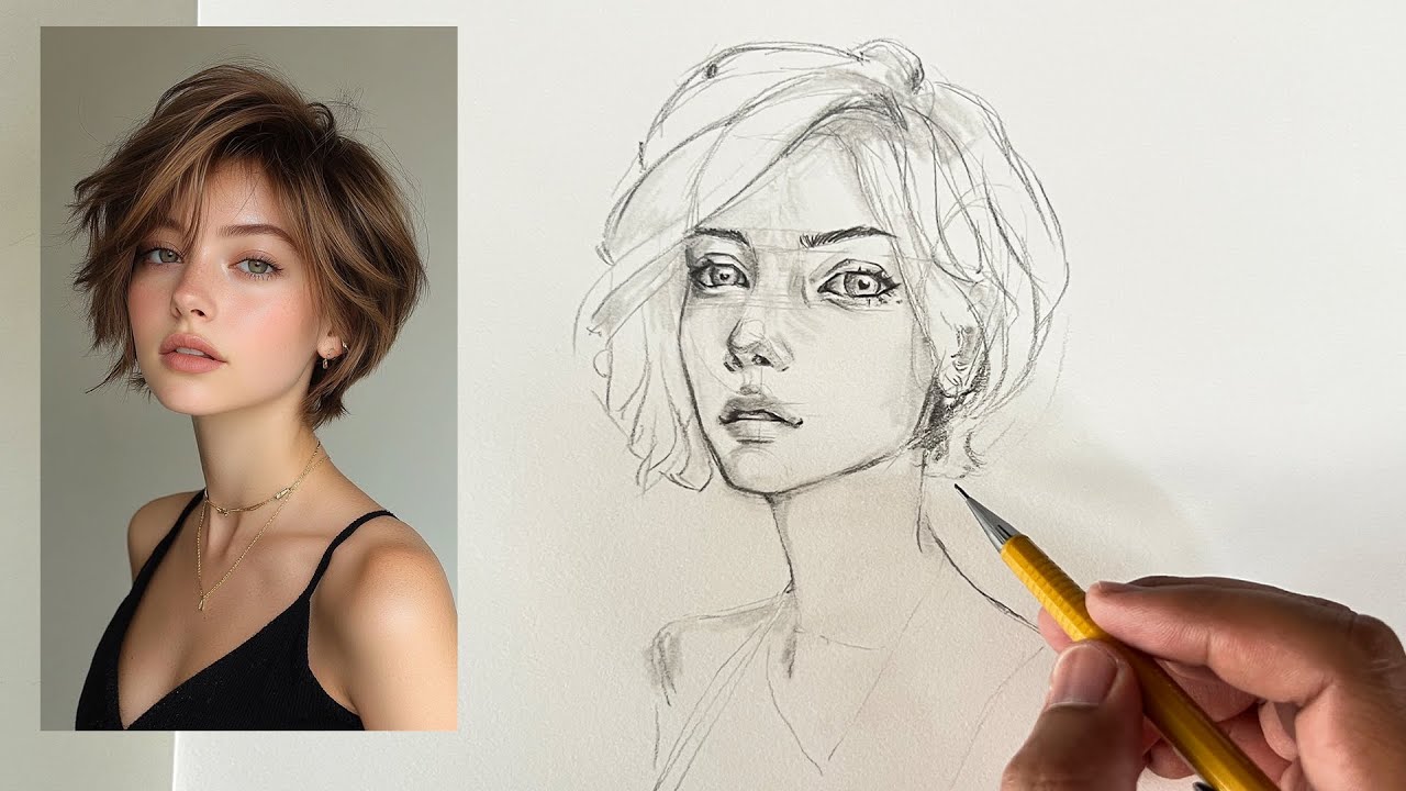 How to draw a Girl face from reference - YouTube