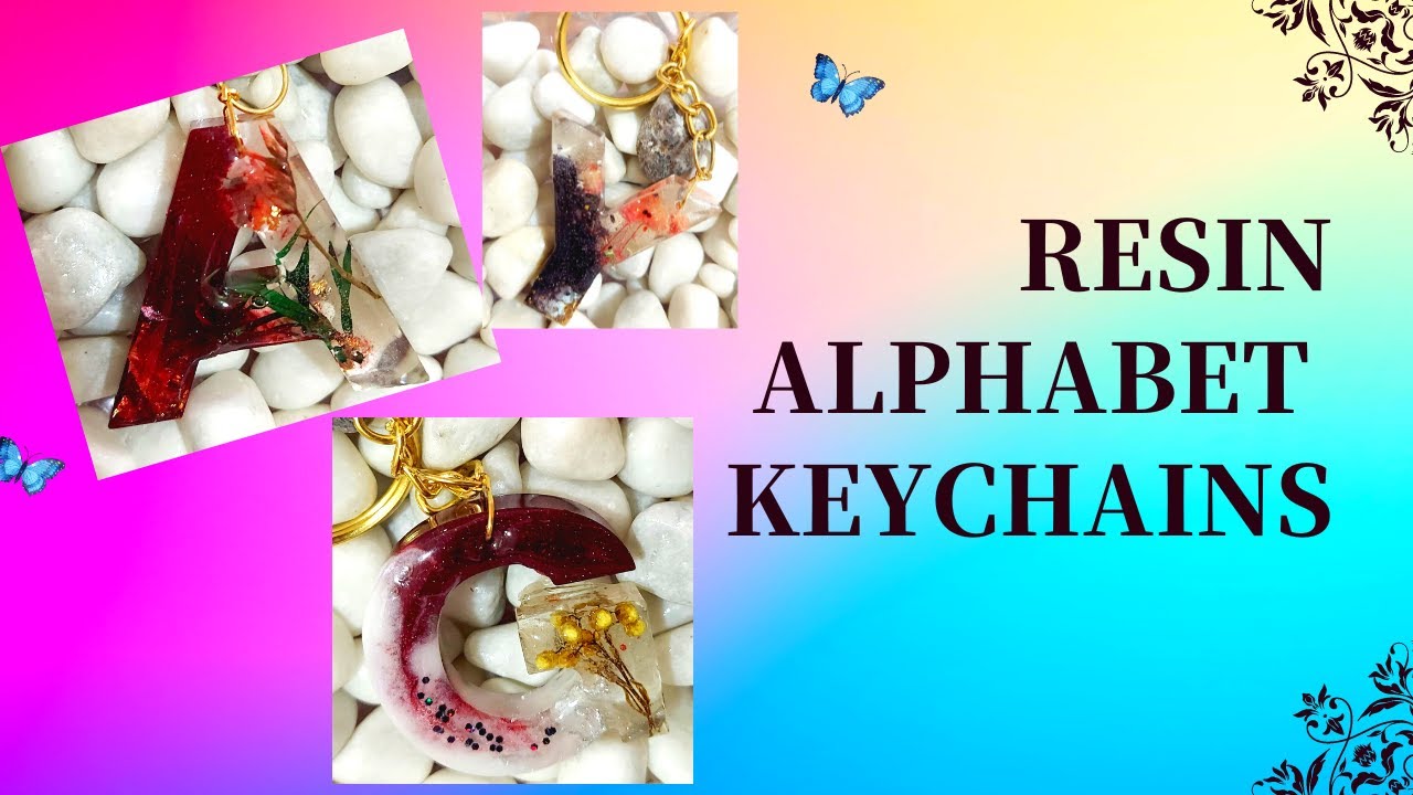 Epoxy resin keychain with two colors | Resin letters keychain | Resin ...
