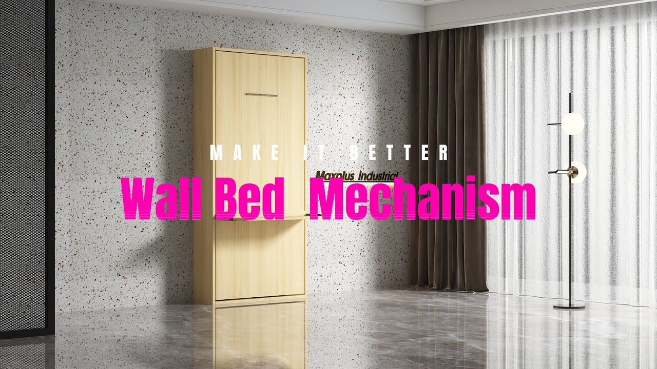 vertical single size wall bed with desk mechanism - YouTube