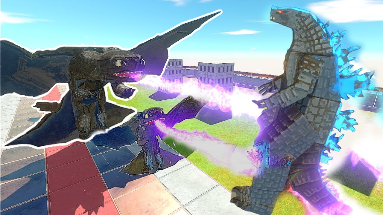 Night Fury Toothless Fight With Minecraft Godzilla & Scary Monster ...
