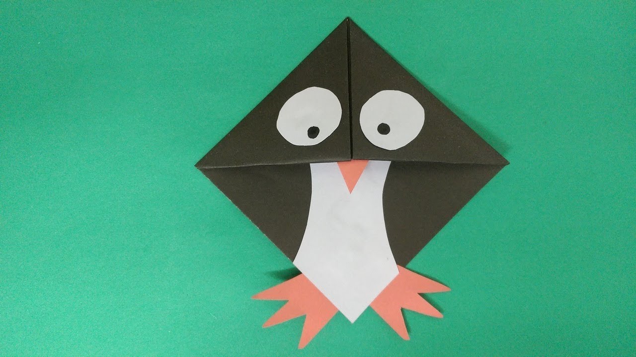 Penguin Bookmark Origami | Corner Bookmark Crafts - YouTube